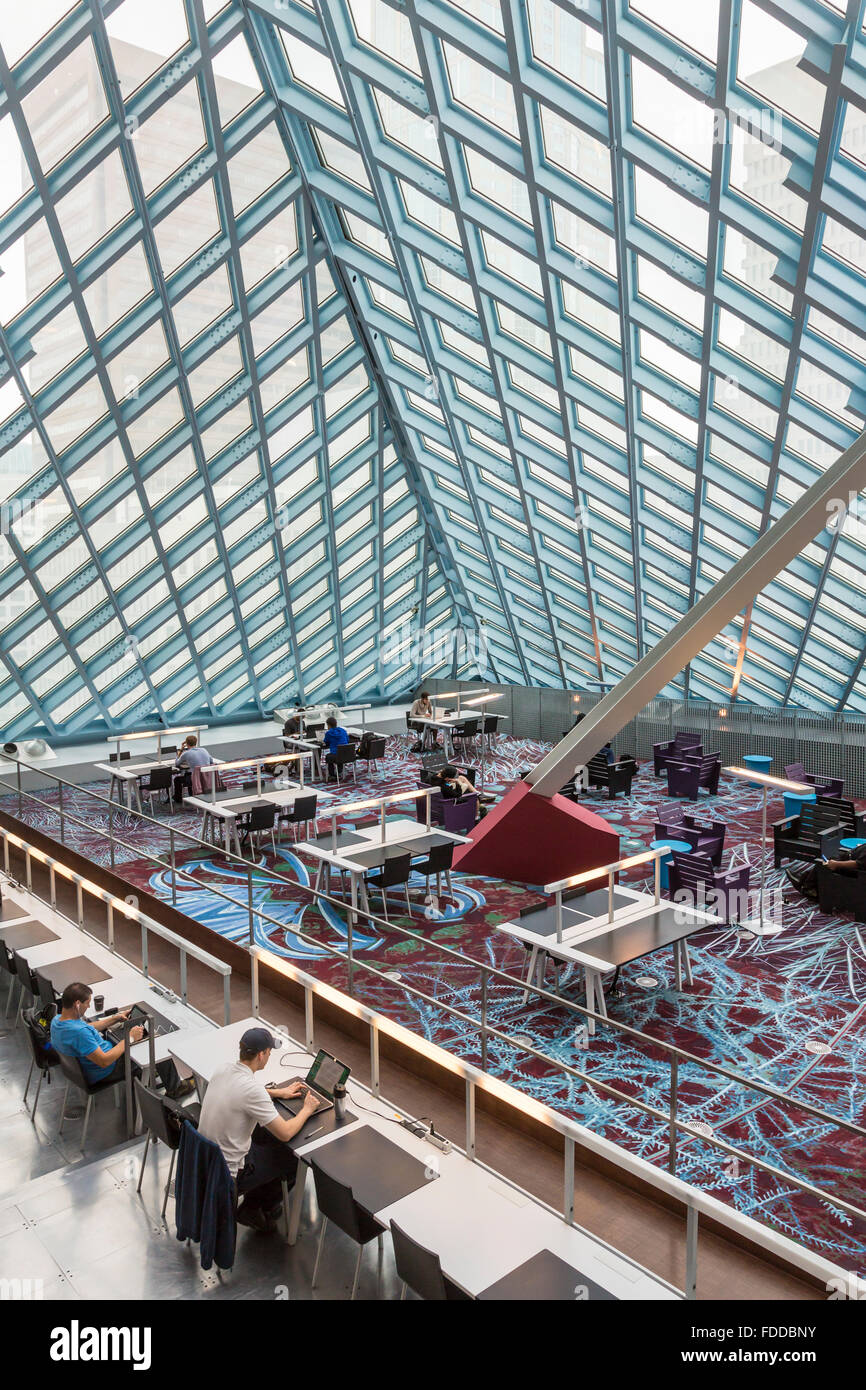 People studying & using laptop computers with wifi in the main reading ...