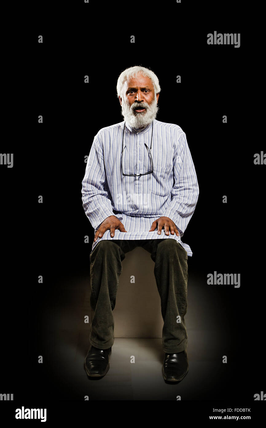 1 indian Senior Adult Man Bench Sitting Crying Problem Stock Photo - Alamy
