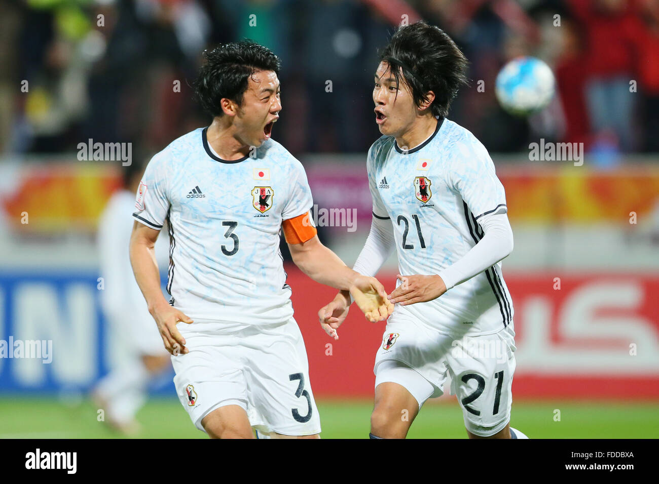 Doha, Qatar. 30th Jan, 2016. (L-R) Wataru Endo, Shinya Yajima (JPN) Football/Soccer : AFC U23 ...
