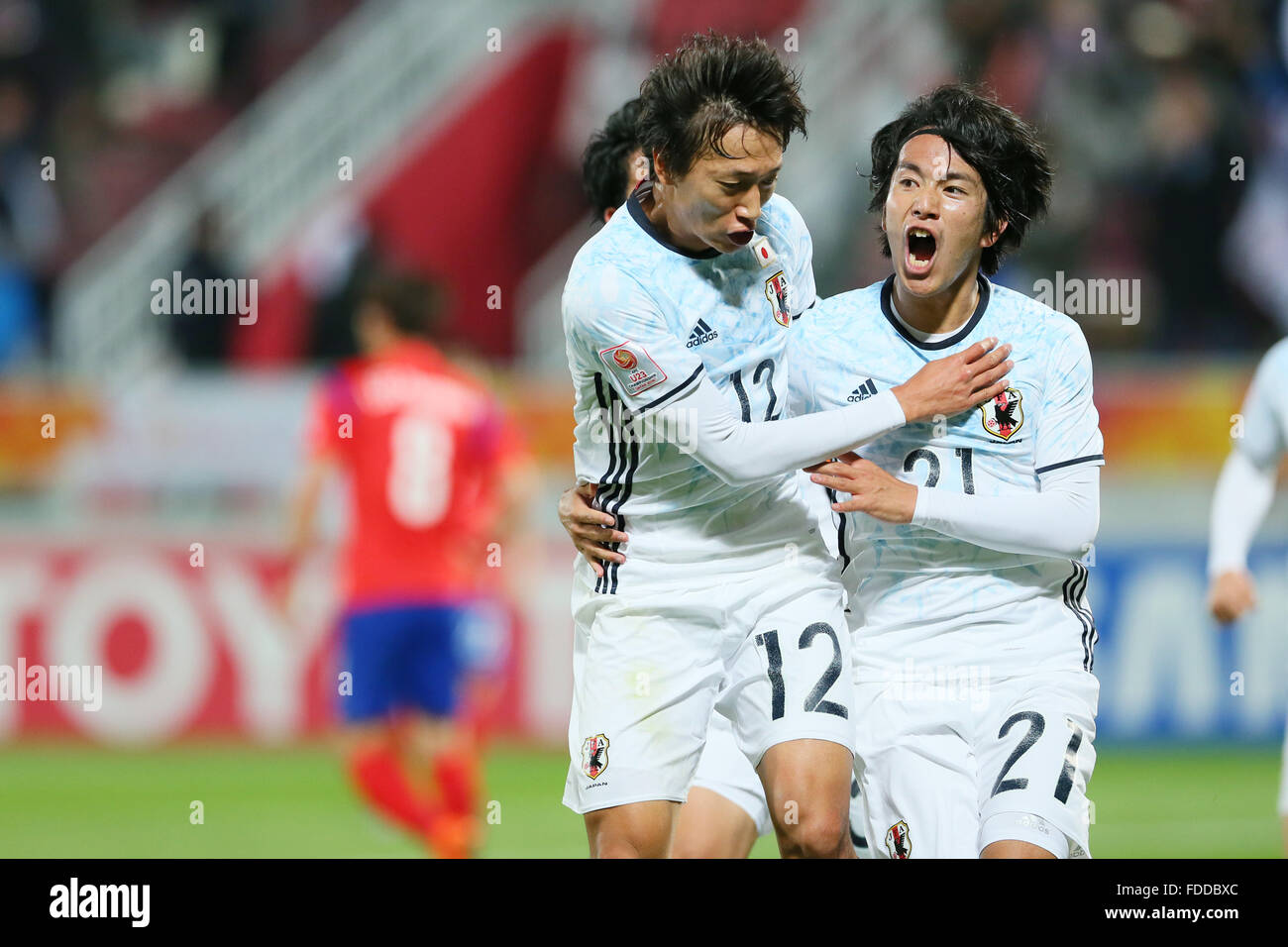 Doha, Qatar. 30th Jan, 2016. (L-R) Sei Muroya, Shinya Yajima (JPN) Football/Soccer : AFC U23 ...