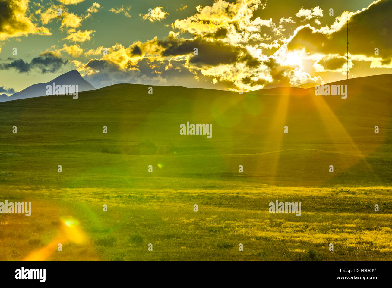 sunset and clearing storm in Alberta Foothills country Stock Photo - Alamy