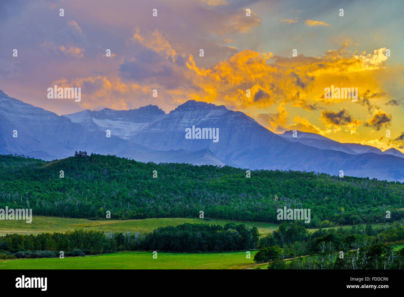 sunset and clearing storm in Alberta Foothills country Stock Photo - Alamy