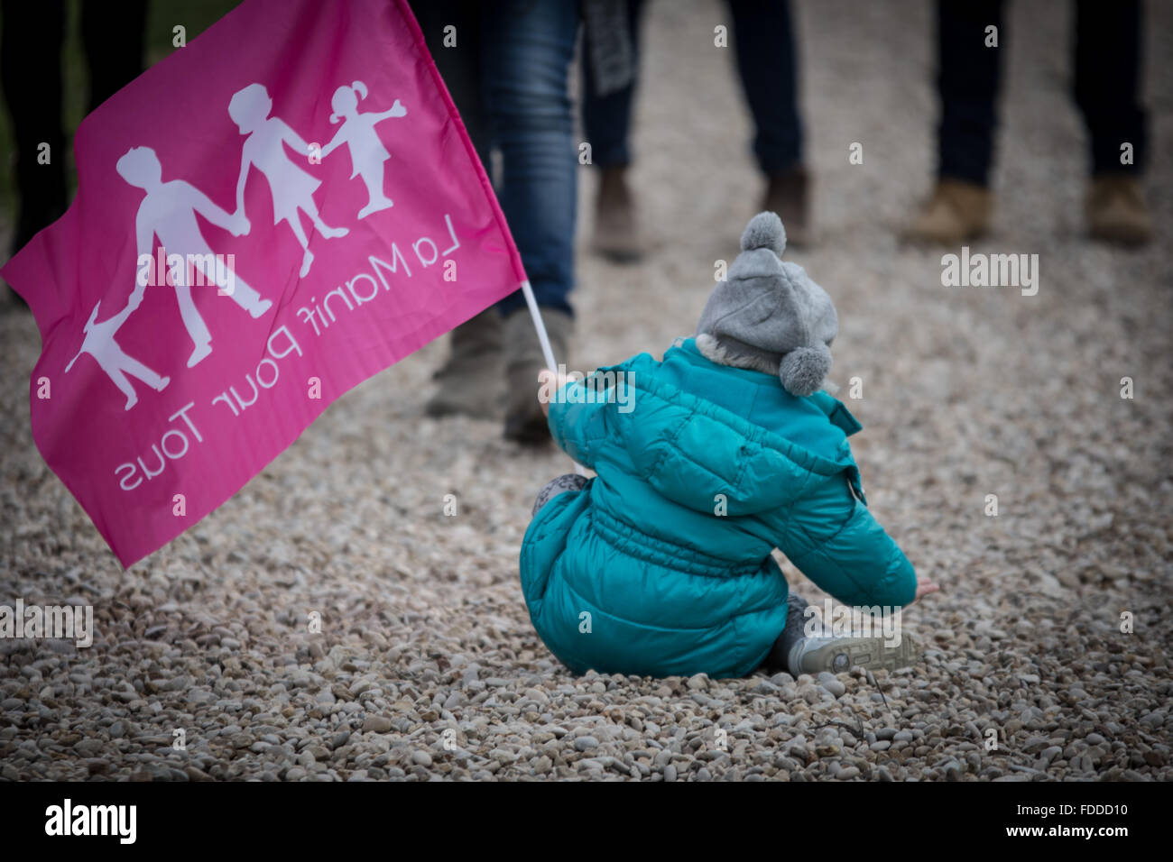 Rome, Italy. 30th Jan, 2016. A baby holding a flag during protest in ...