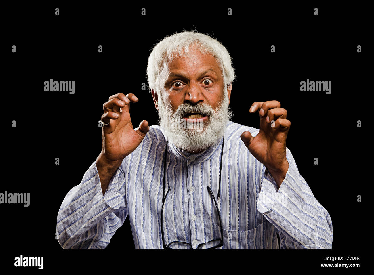 1 indian Senior Adult Man Wildness hand showing Roaring Stock Photo - Alamy