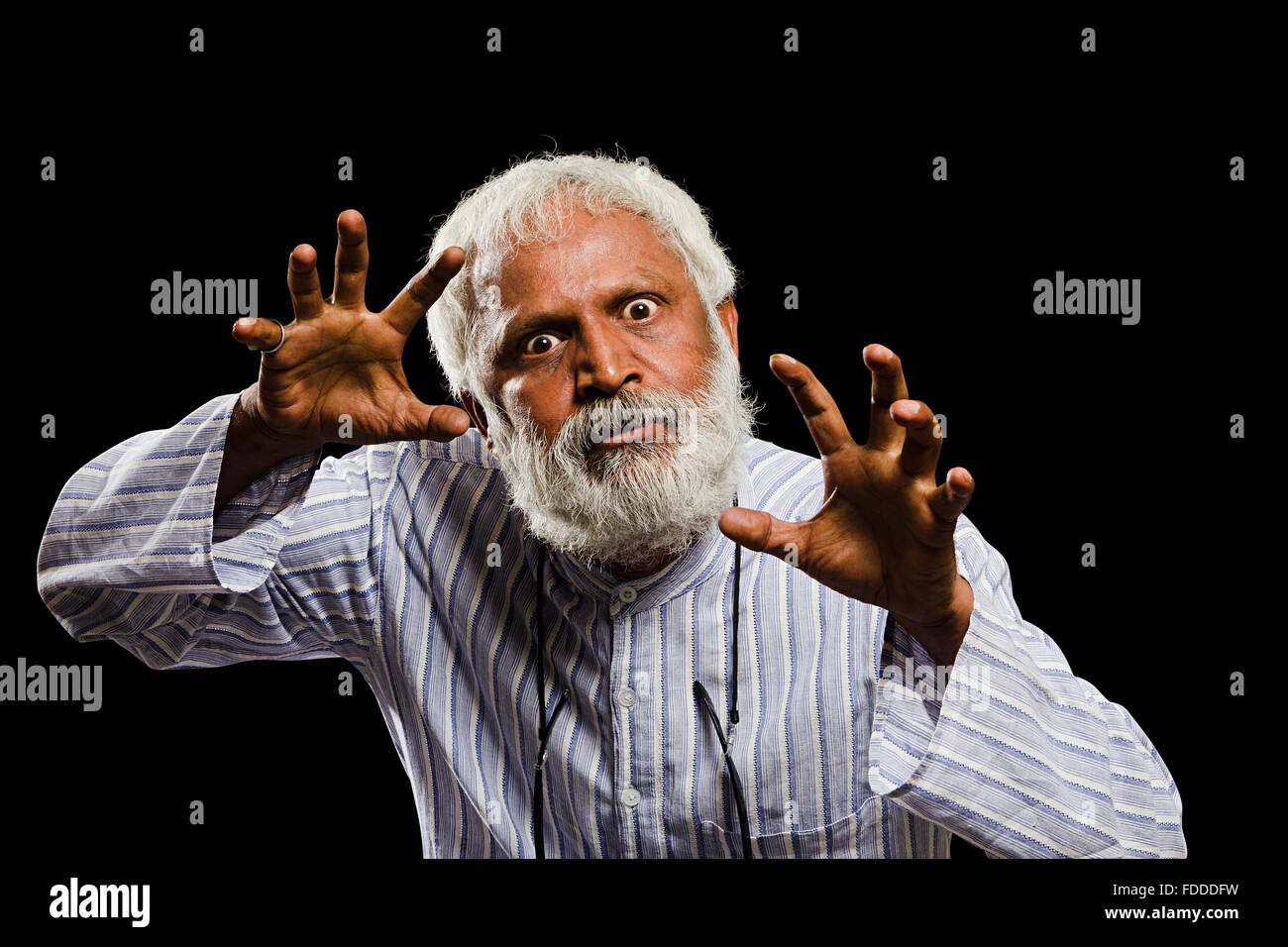 1 indian Senior Adult Man Wildness hand showing Roaring Stock Photo - Alamy