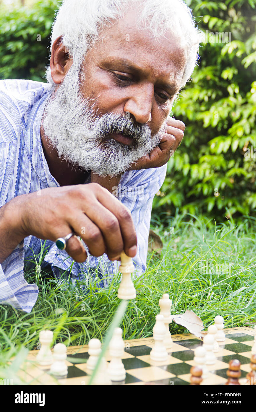 1 People Adult Man Senior Park Playing Chess Beard Game Stock Photo - Alamy