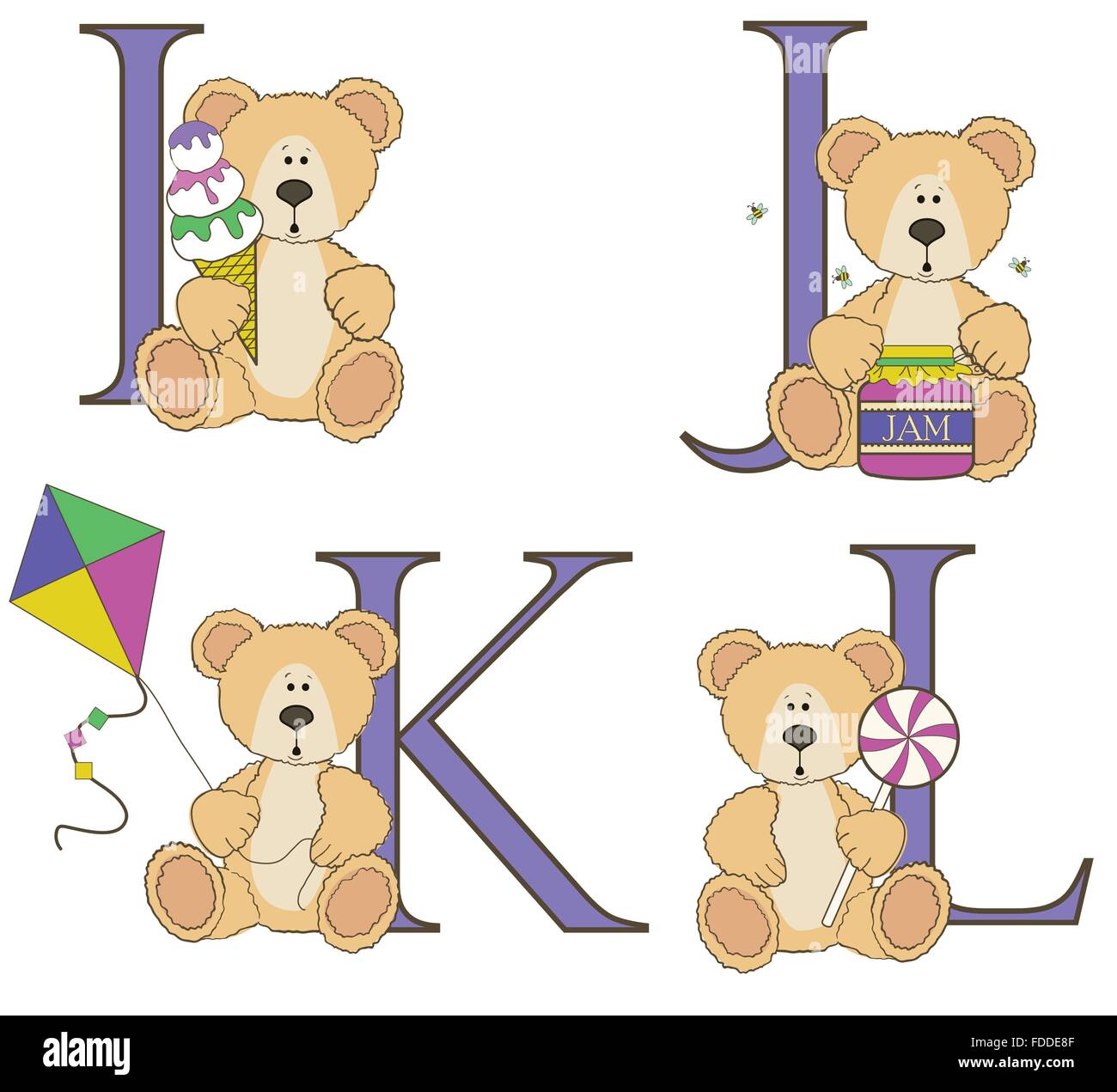 Teddy bear alphabet i j k l with illustrations Stock Vector Image & Art ...