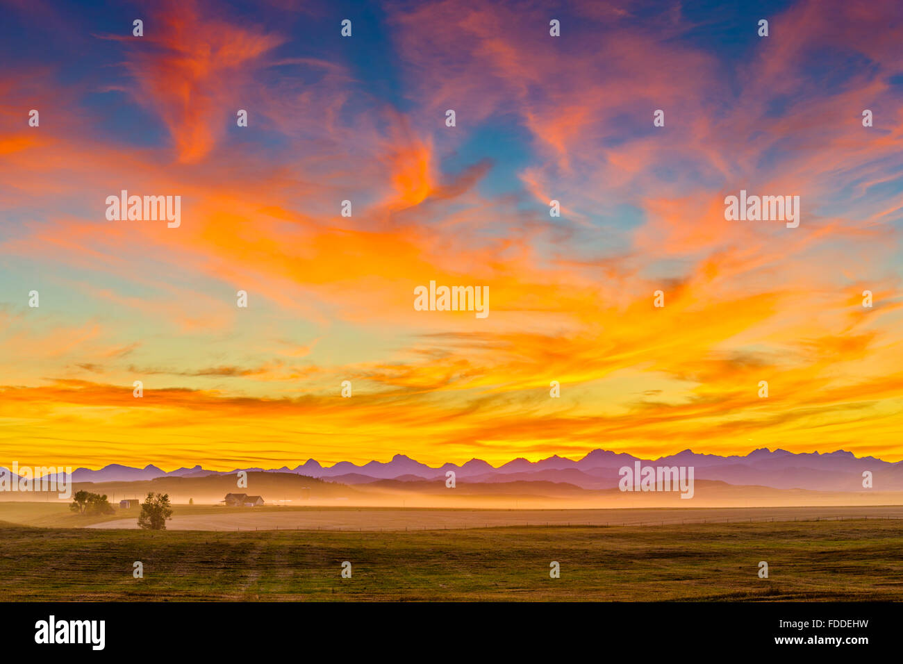 sunset in Alberta Foothills country Stock Photo - Alamy