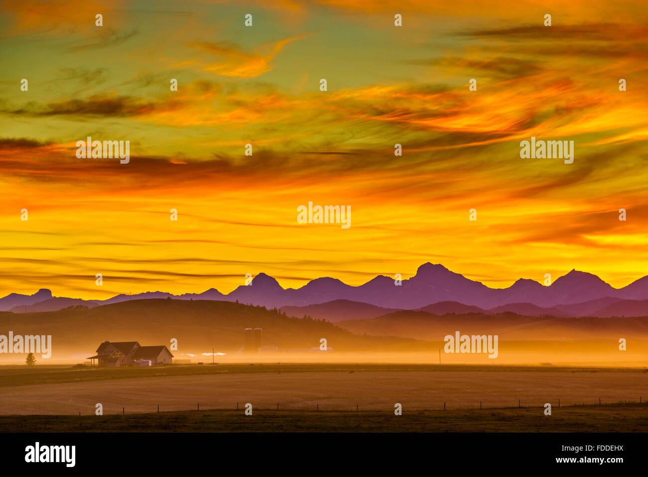 sunset in Alberta Foothills country Stock Photo - Alamy