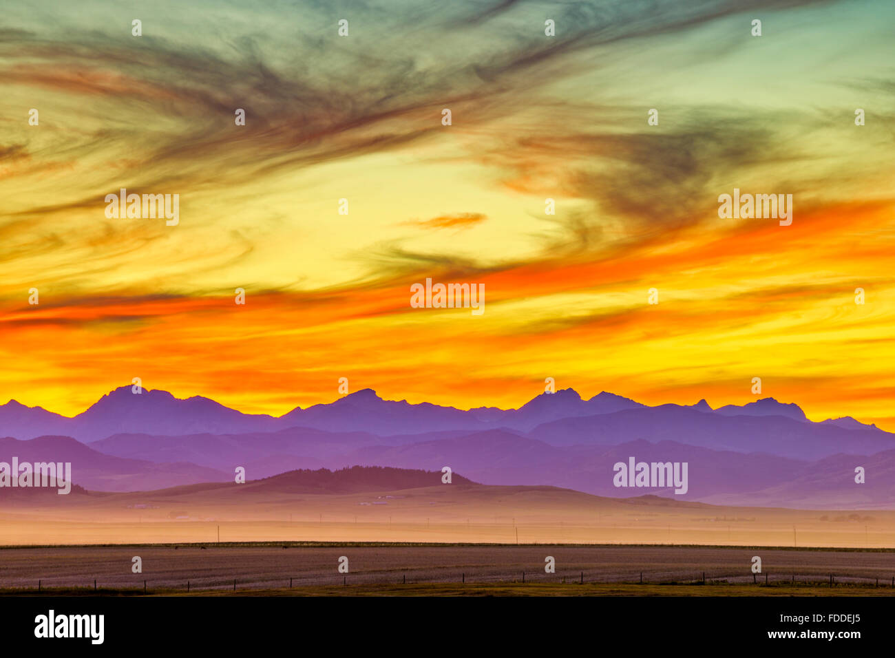sunset in Alberta Foothills country Stock Photo - Alamy