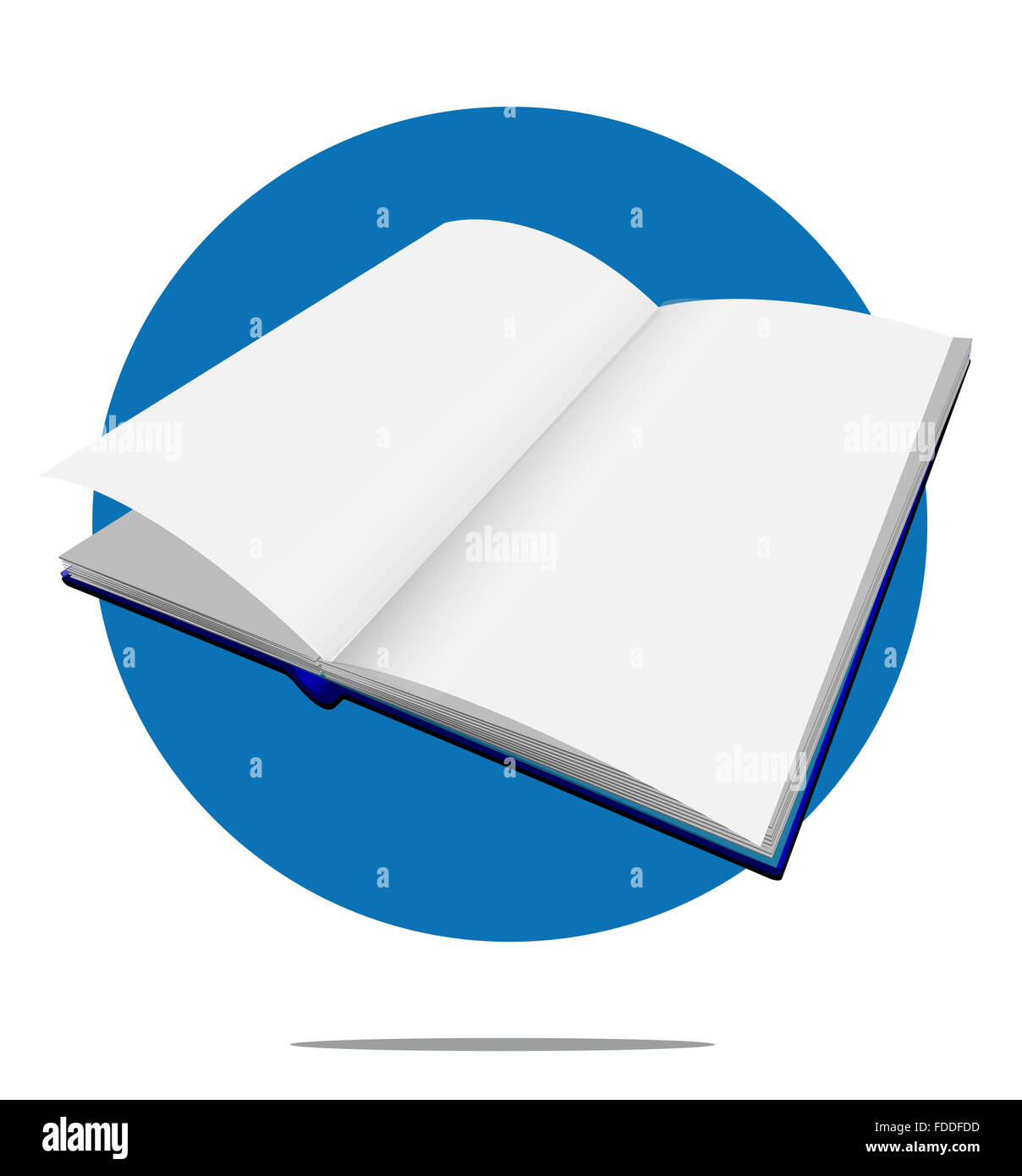 Illustration of a blank book with blue circle background Stock Photo ...
