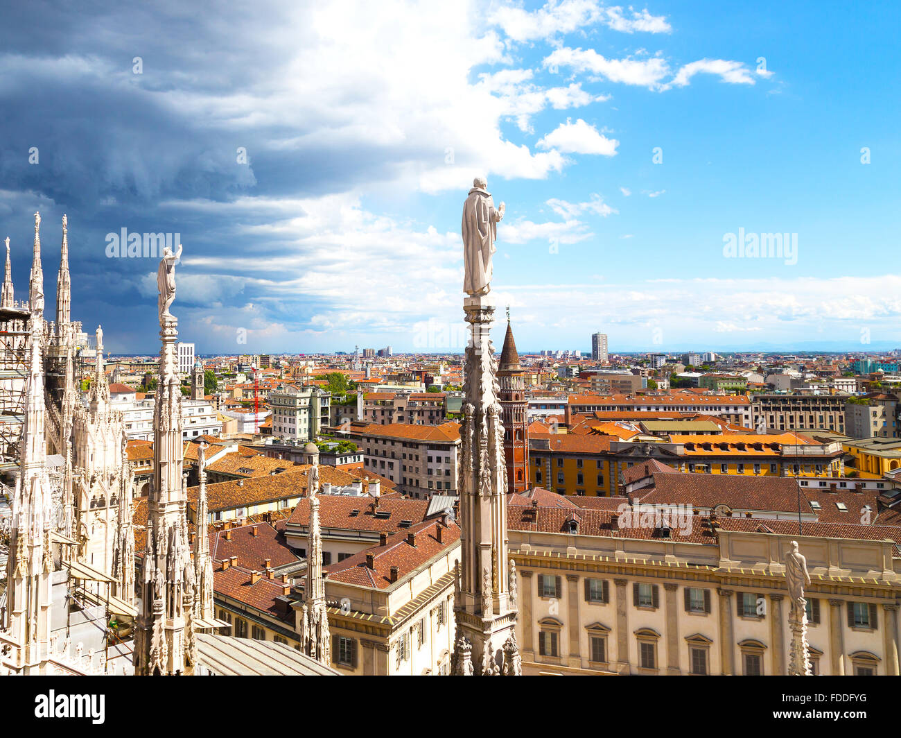 View on downtown from height of the Dome of Milan cathedral Stock Photo ...