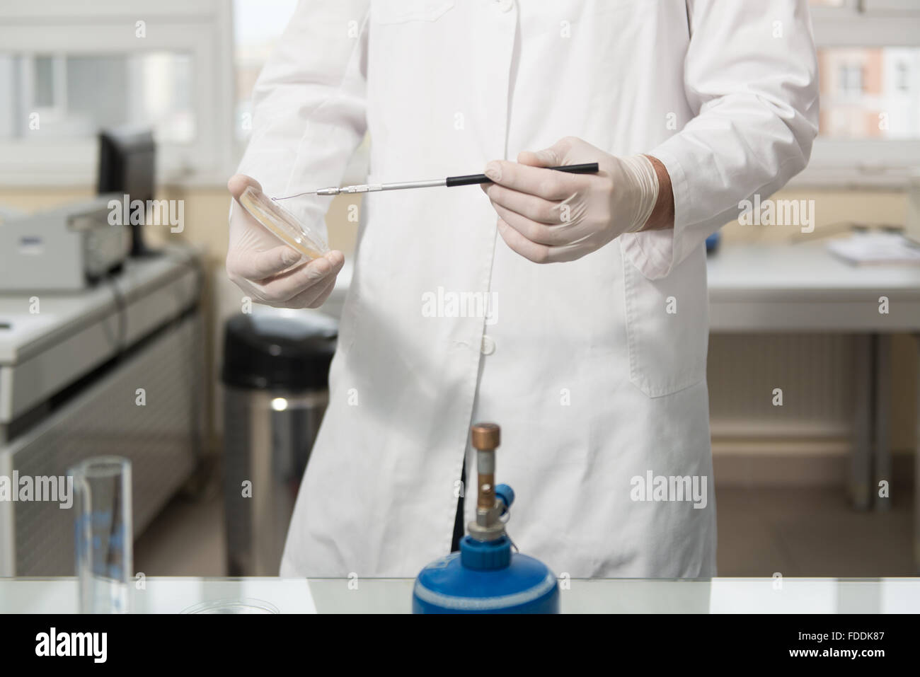 Close Up Of Scientist Hand During Scientific Experiment In Laboratory ...