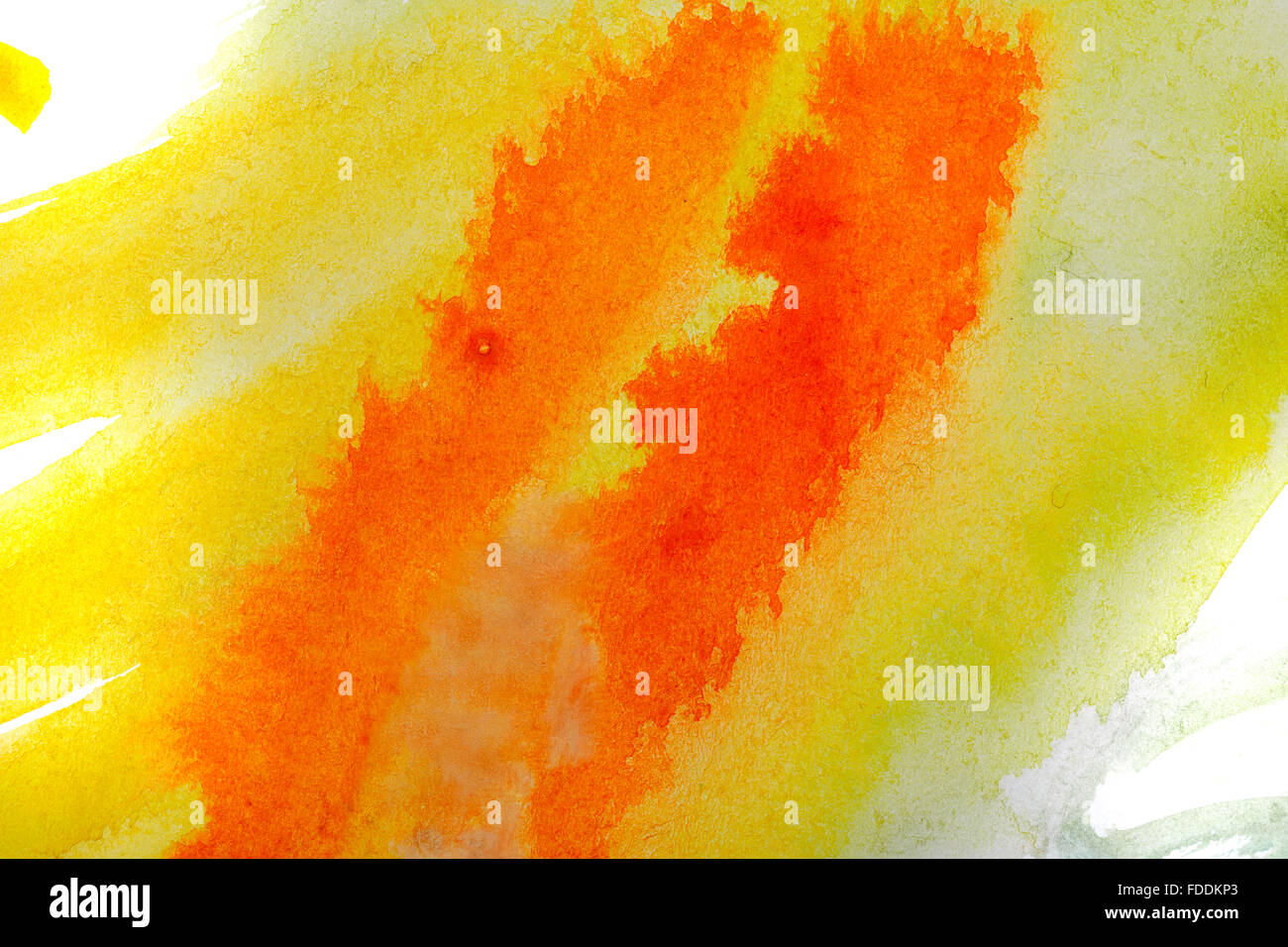 Watercolor abstract art. Drawing in the children's style. Orange yellow ...