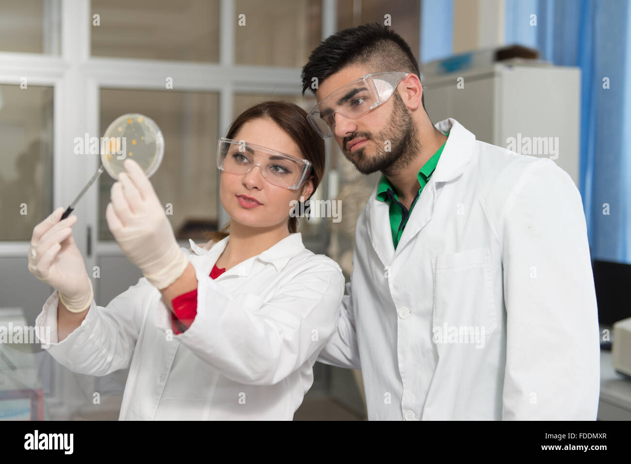 Group Of High School Students Working Together At Laboratory Class ...