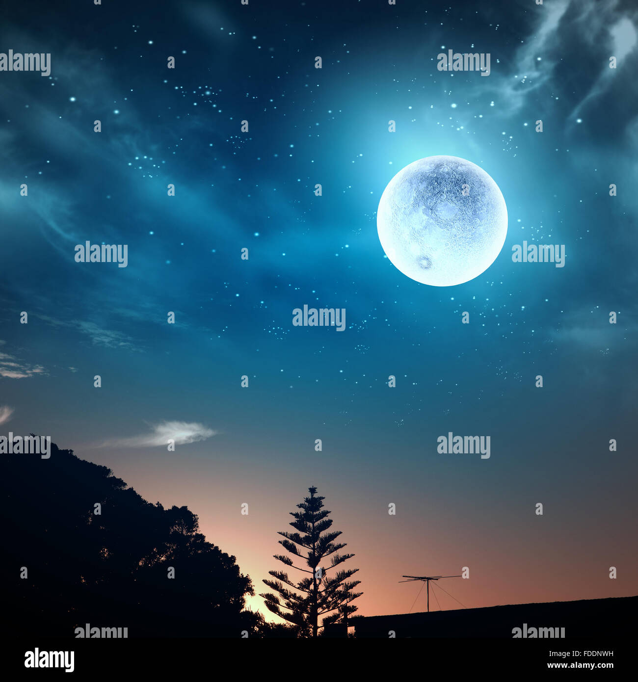 Background image of night sky with moon Stock Photo - Alamy