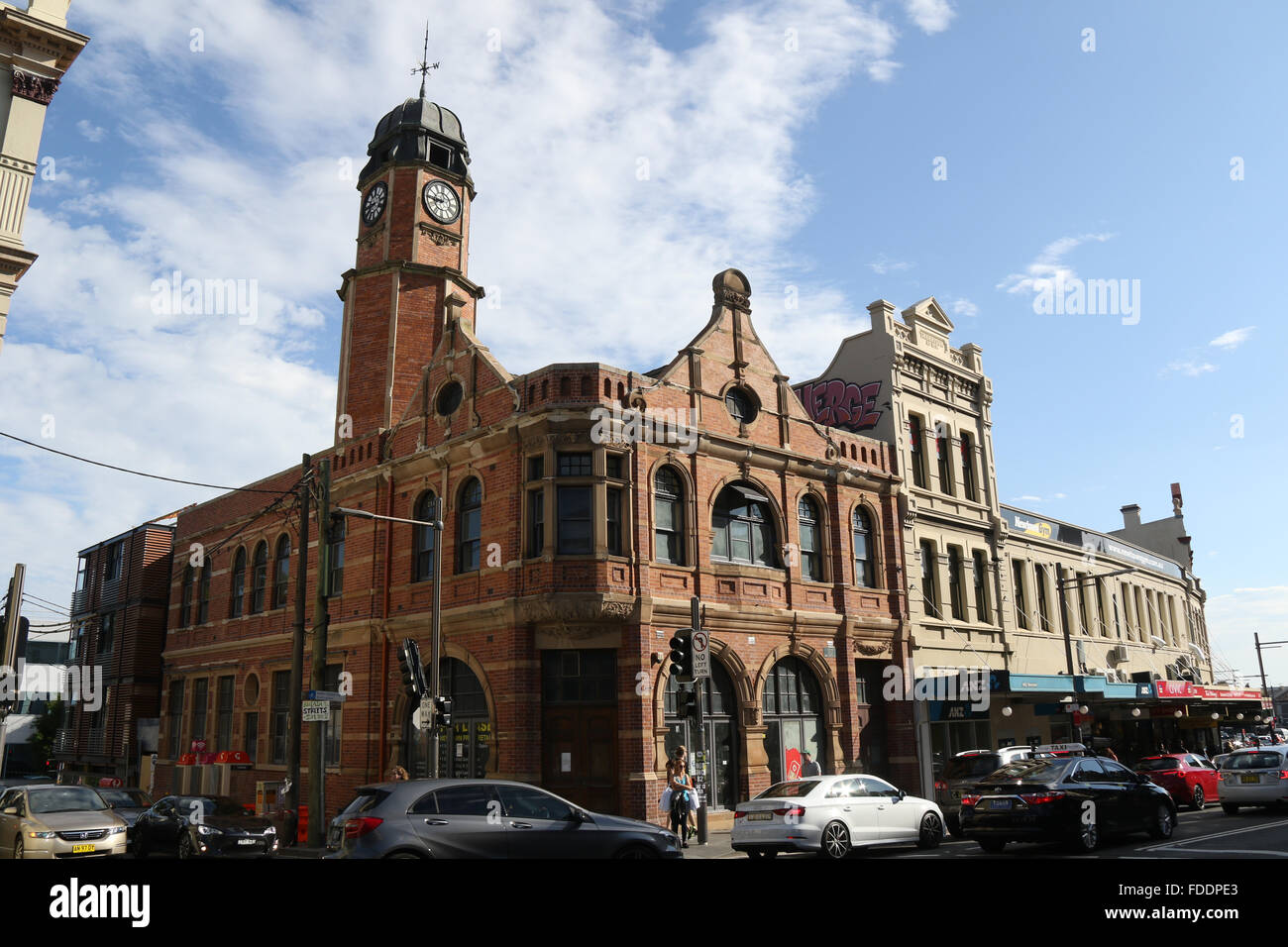 The old post office clock tower on King Street, Newtown in Sydney Stock ...