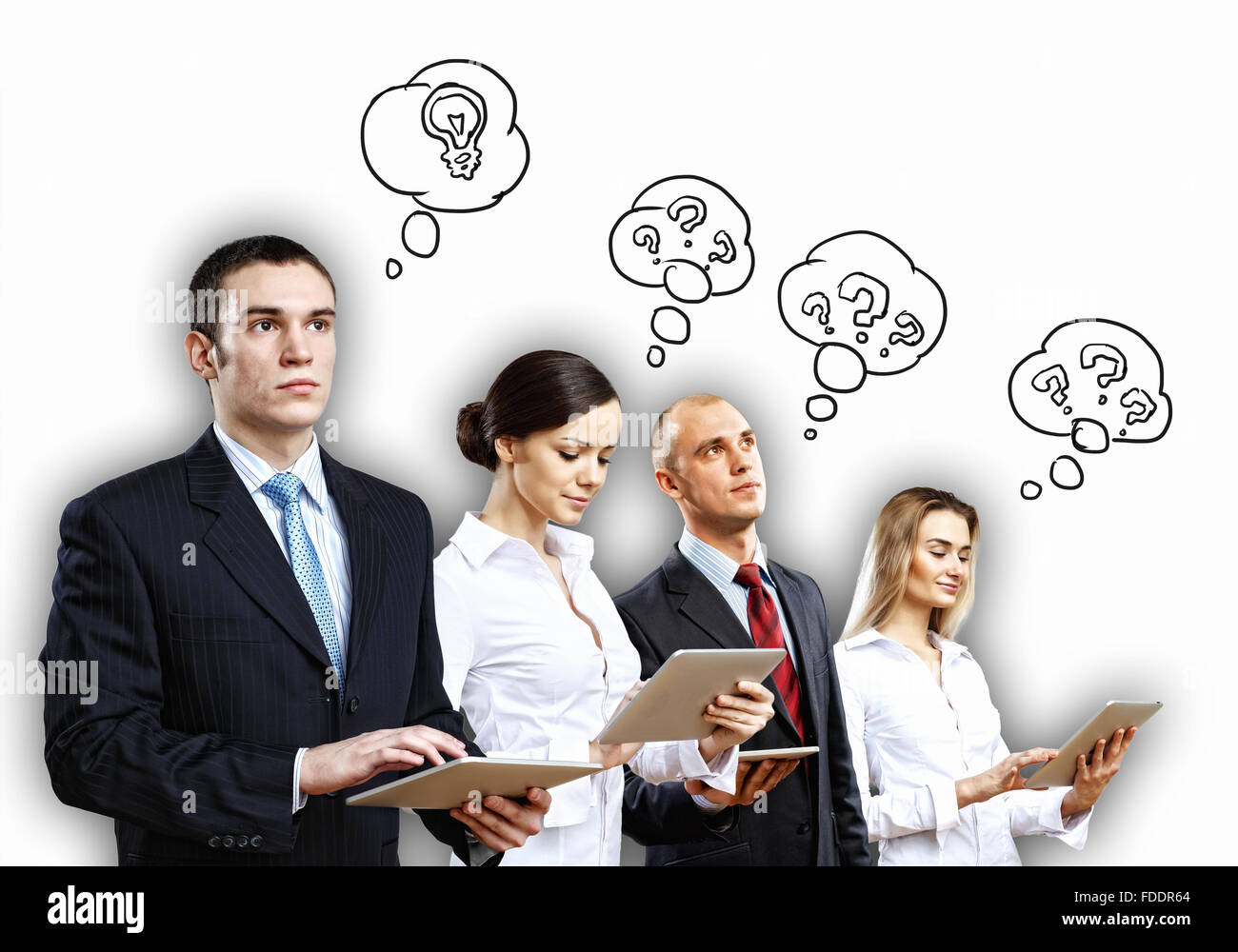 Image of four young businesspeople. Teamwork concept Stock Photo - Alamy