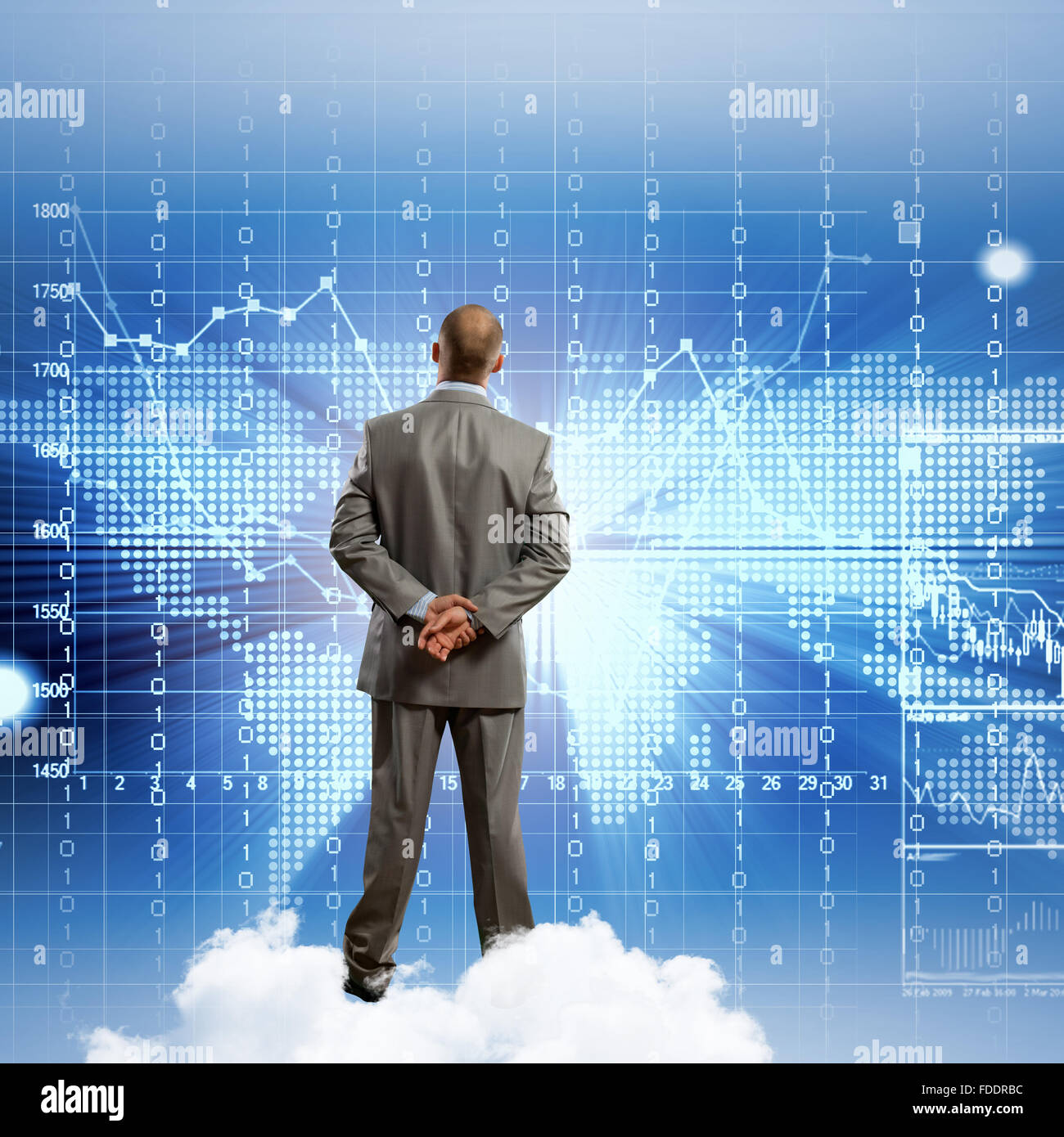 Back view image of businessman with arms crossed behind back Stock ...