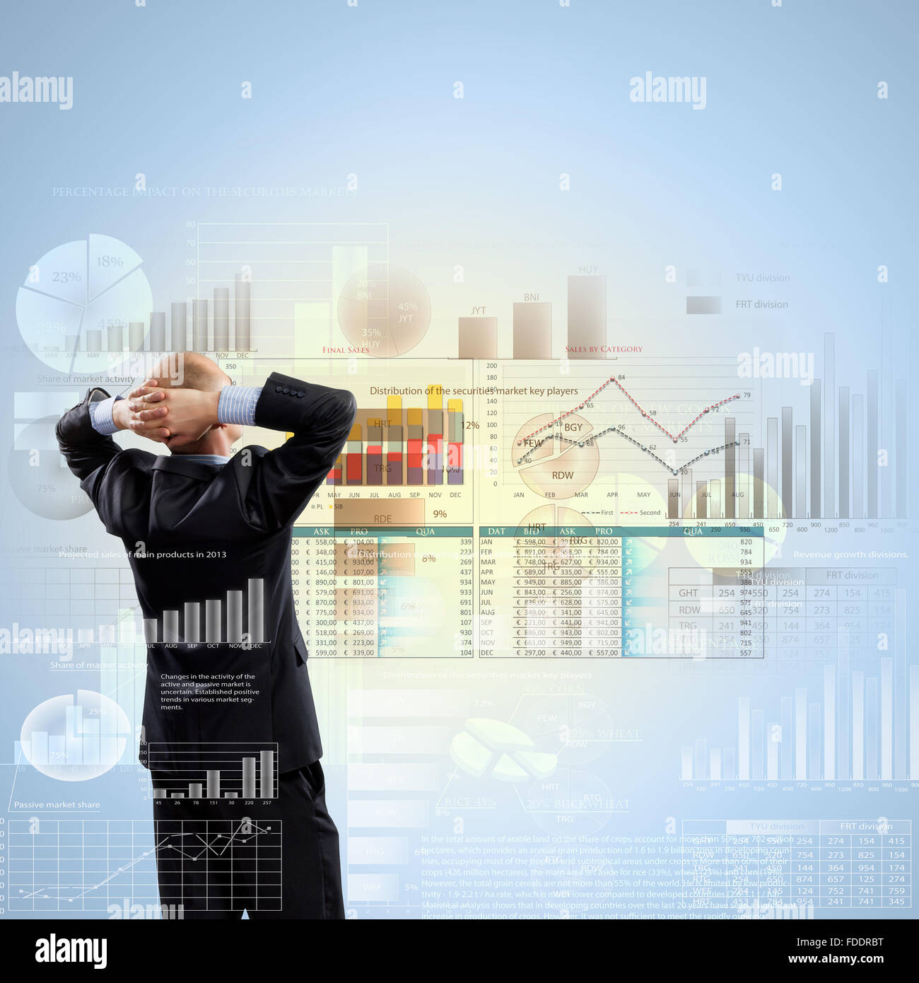 Back view image of businessman with arms crossed behind head Stock ...