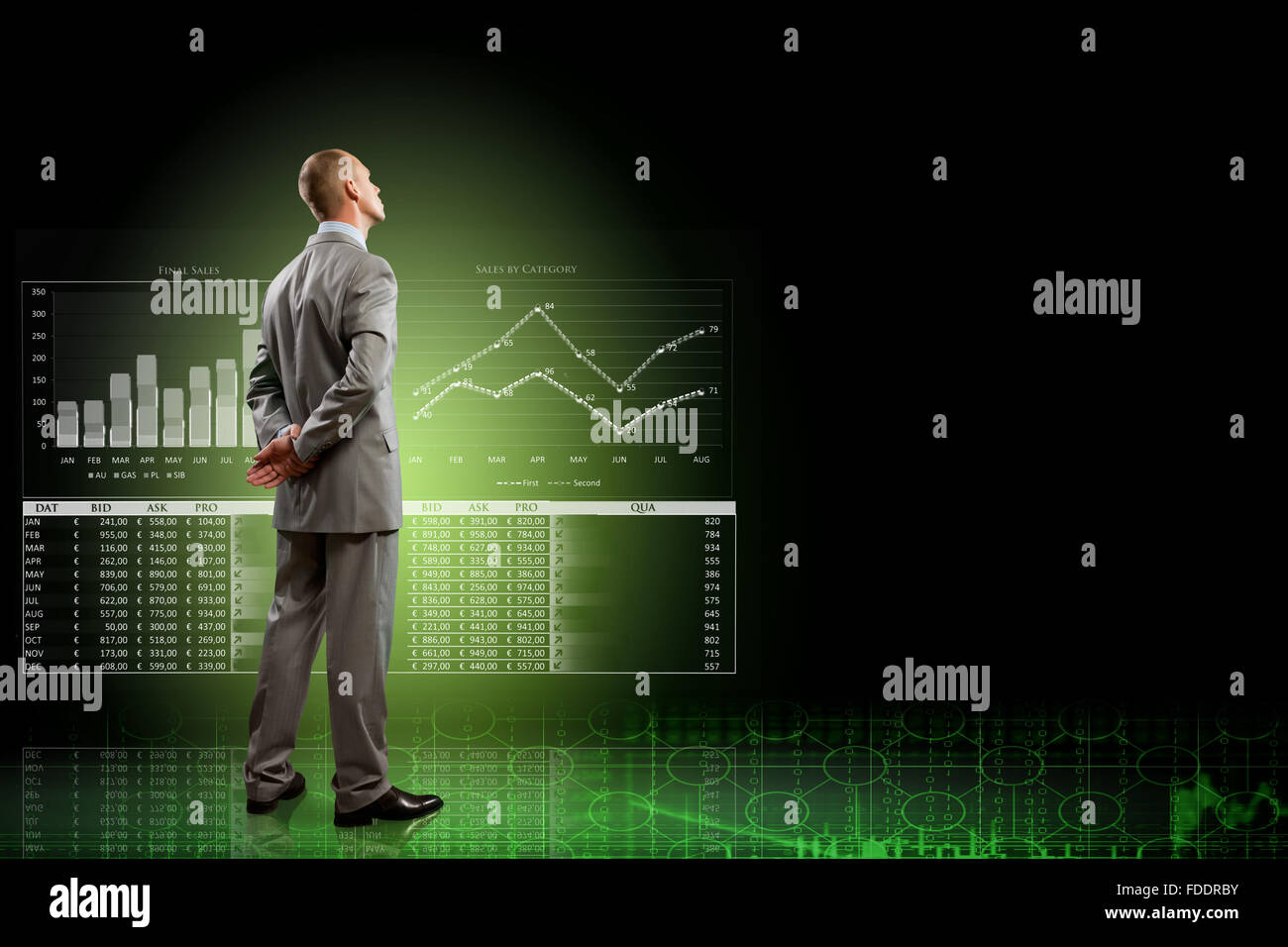 Back view image of businessman with arms crossed behind back Stock ...