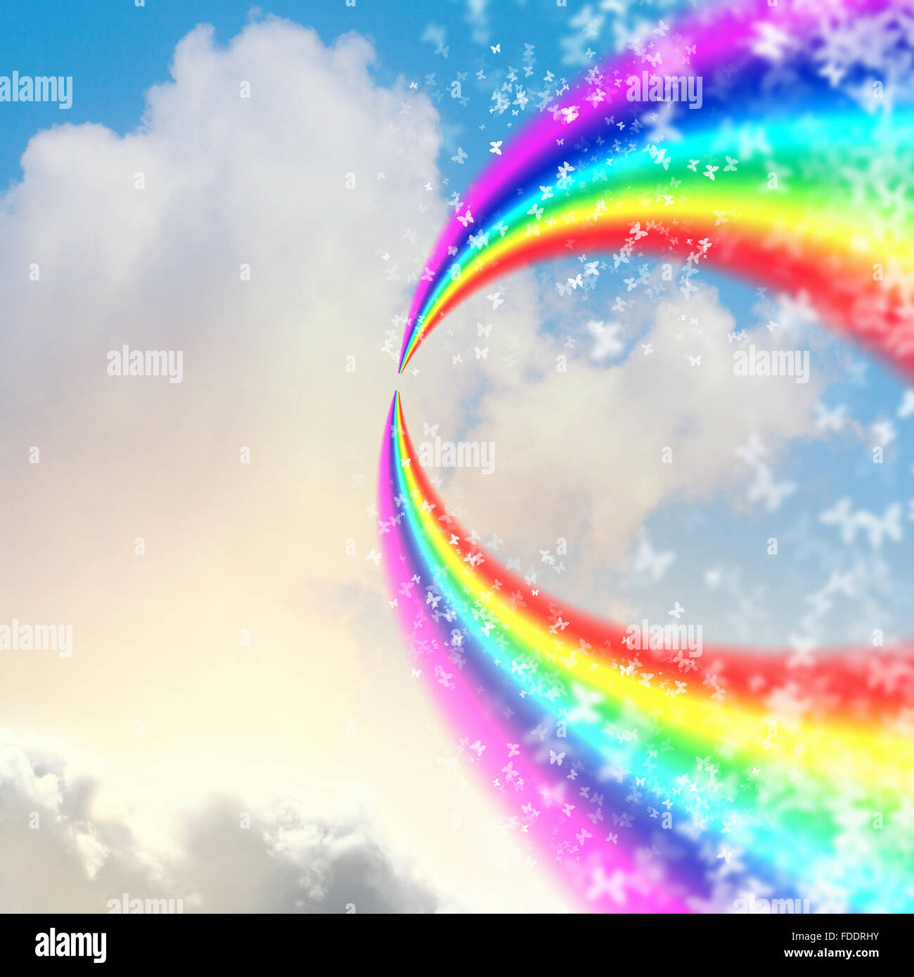 Image of bright rainbow in summer sky Stock Photo - Alamy