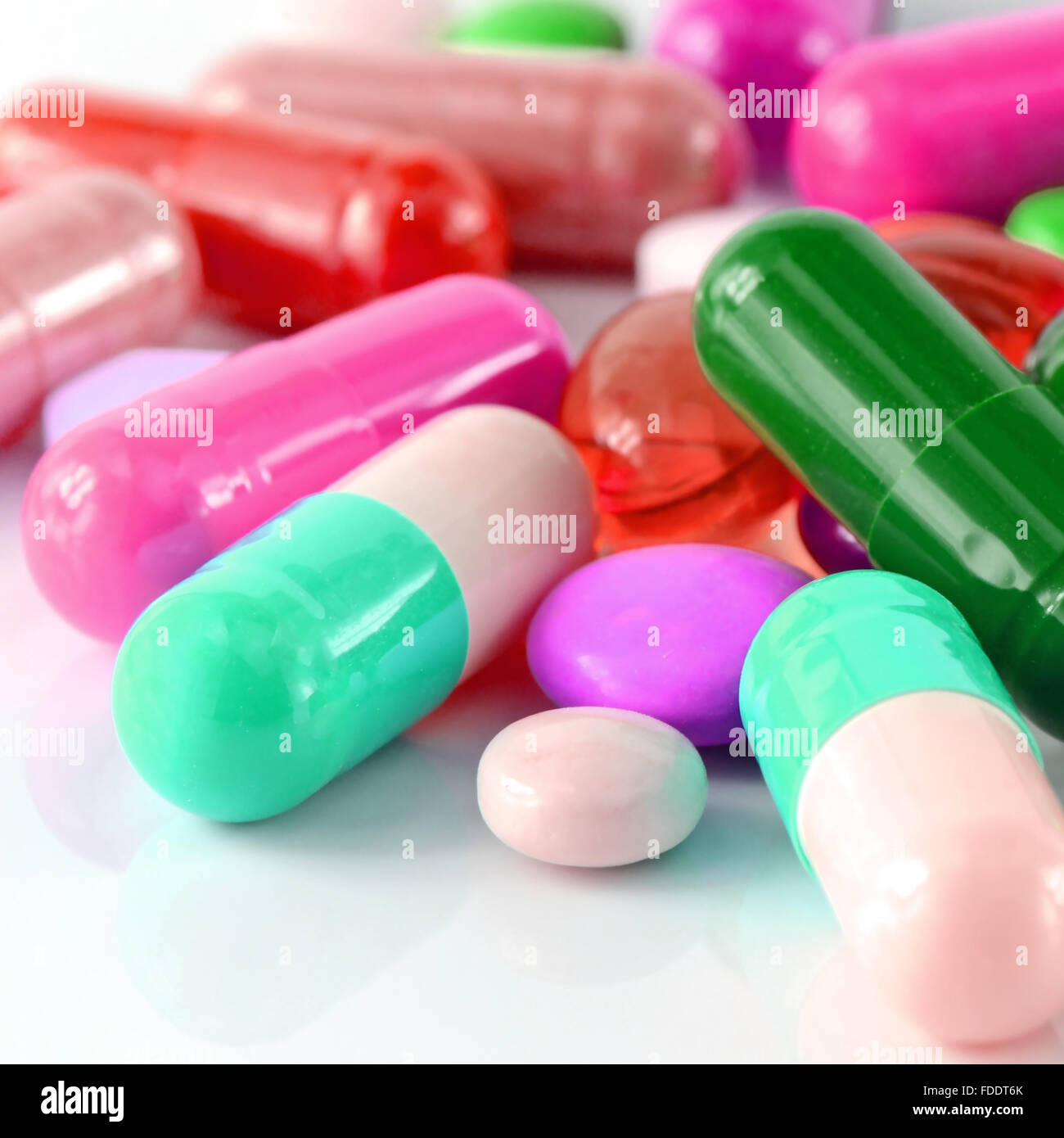 Colorful of oral medications on White Background Stock Photo - Alamy