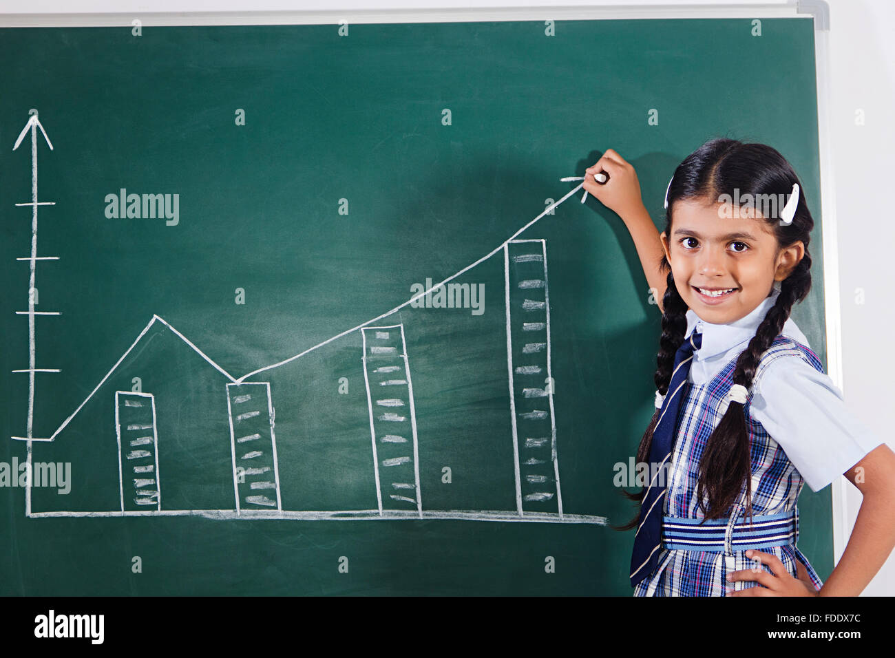 1 Person Only Arrow Blackboard Education Explaining Girl Graph Kid ...