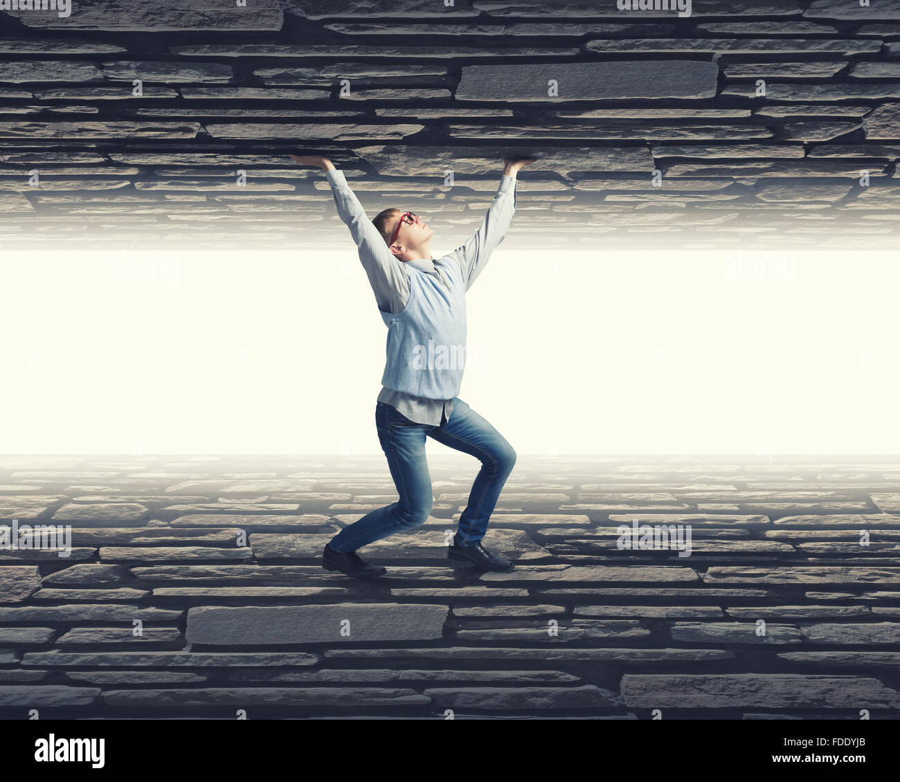 Young troubled businessman trapped between two walls Stock Photo - Alamy