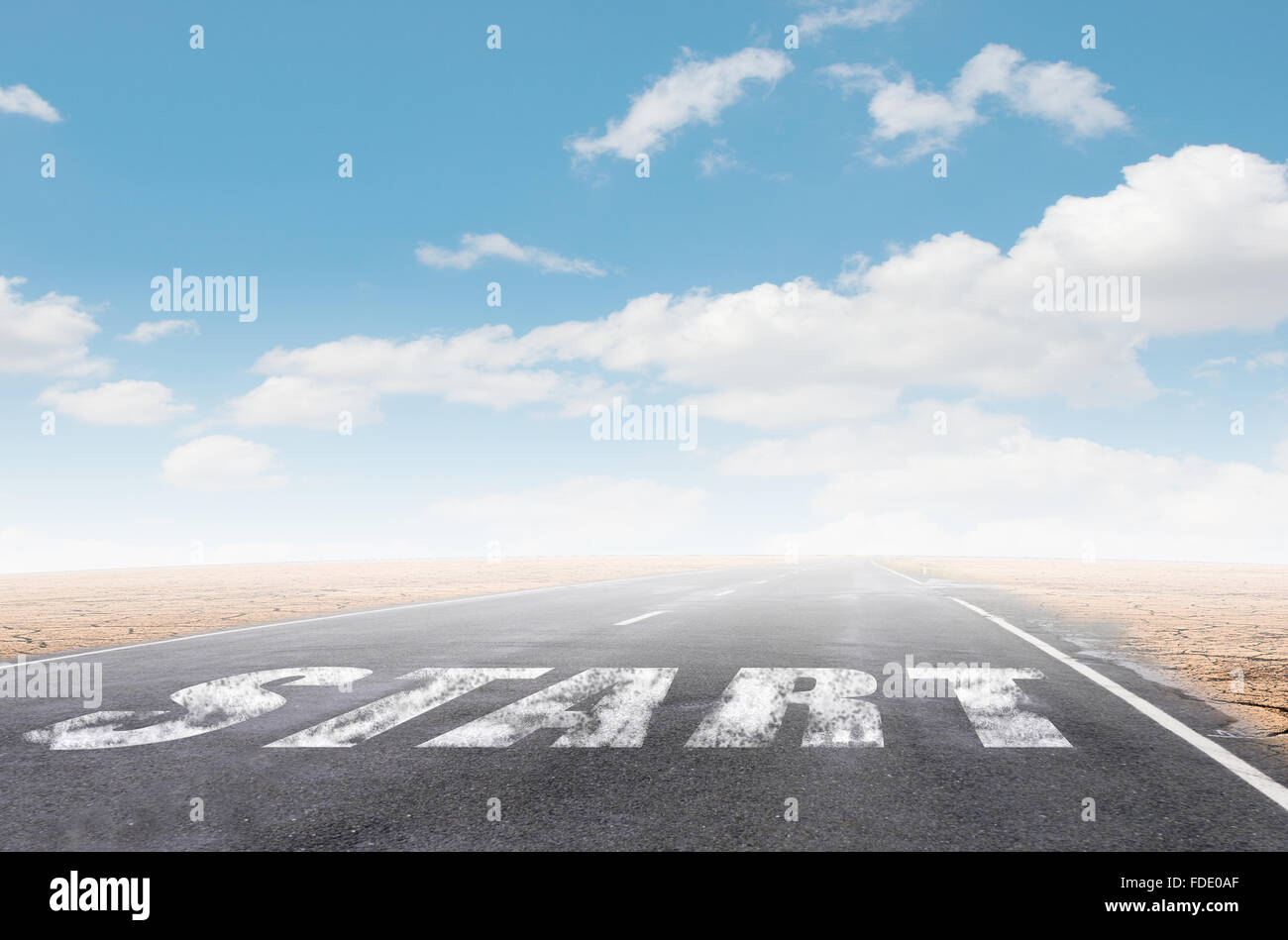 Conceptual image with word start on asphalt road Stock Photo - Alamy