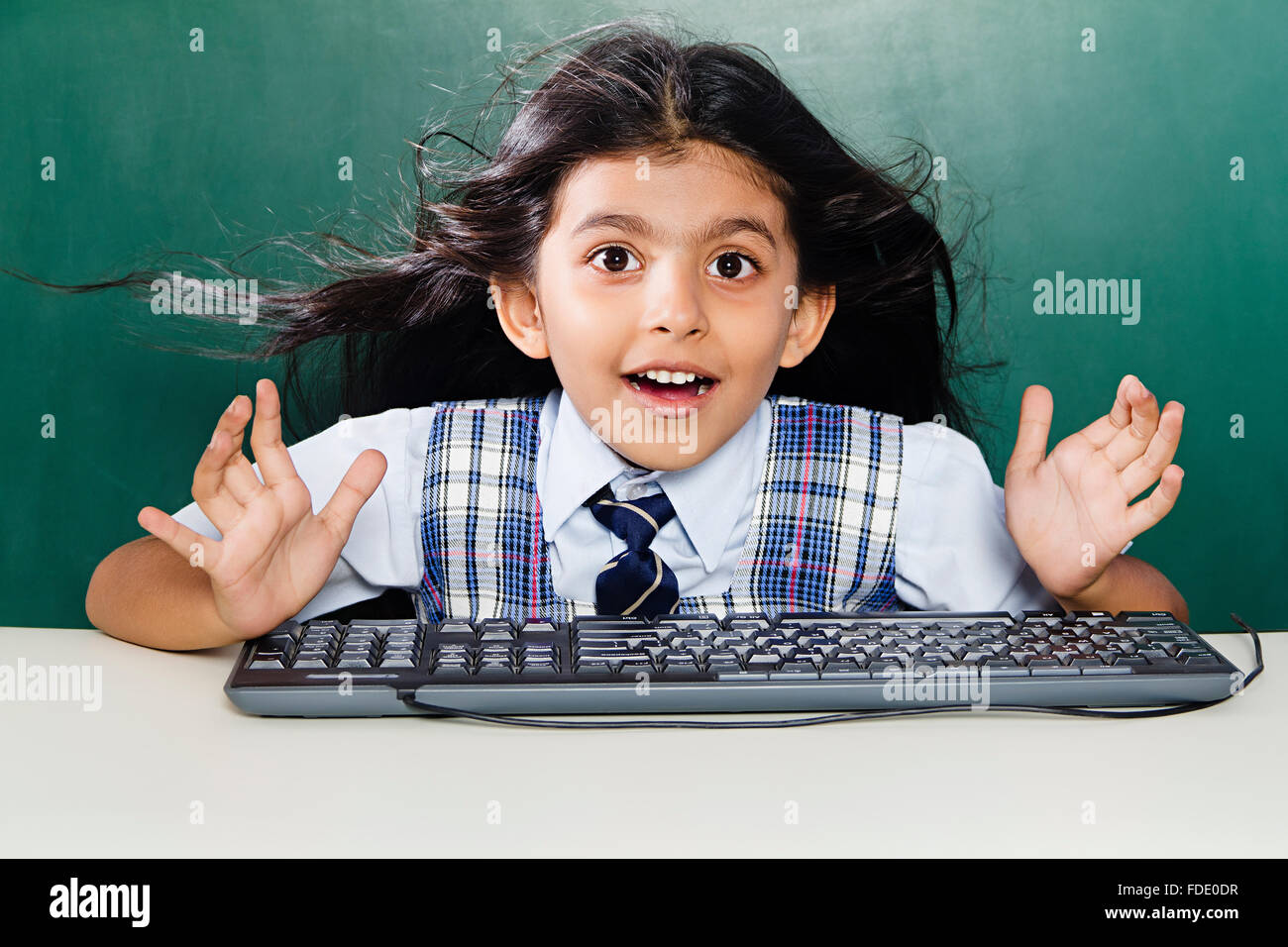 1 Person Only Classroom E-Learning Education Girl Keyboard Learning ...