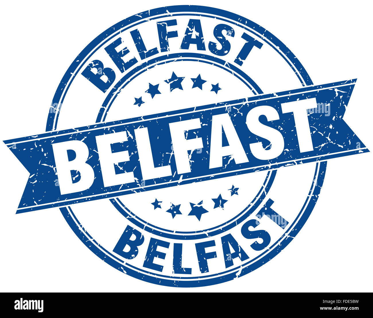 Belfast blue round grunge vintage ribbon stamp Stock Photo - Alamy