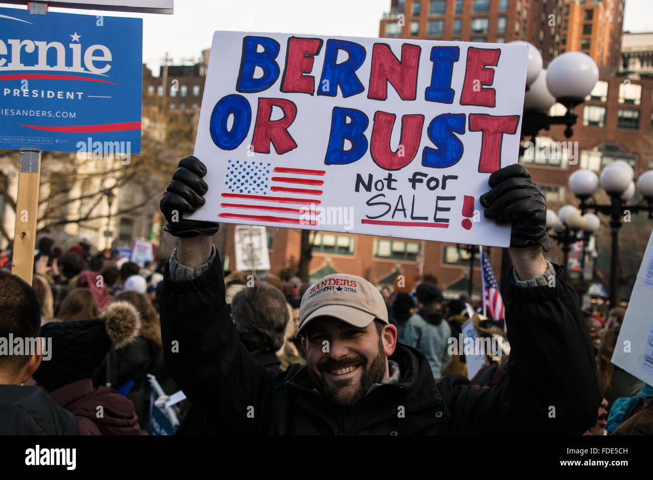New York City, USA, 30th January 2016. Supporter of Bernie Sanders ...