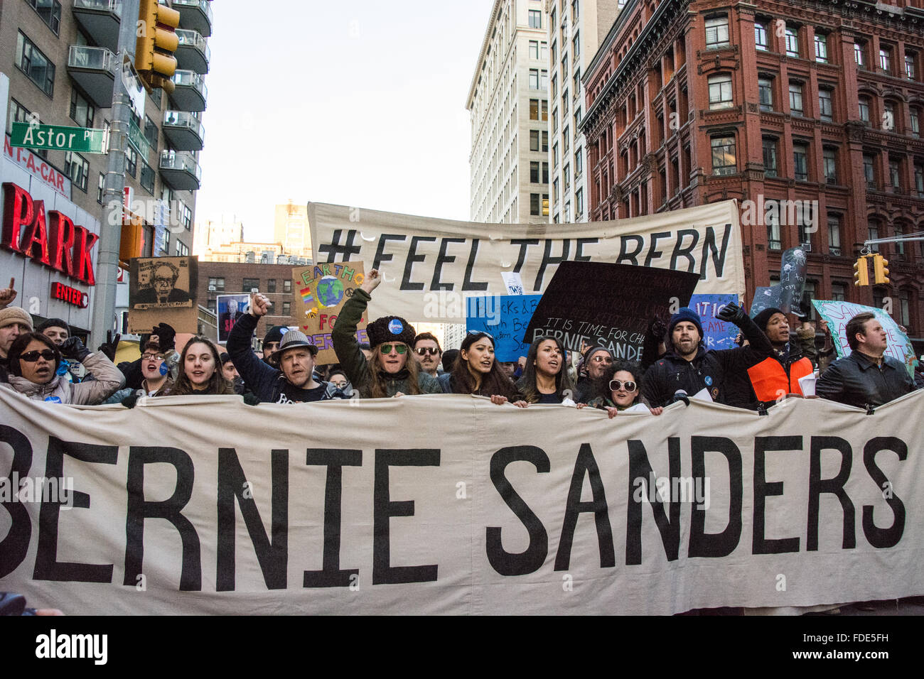 New York City, USA, 30th January 2016. Bernie Sanders supporters ...
