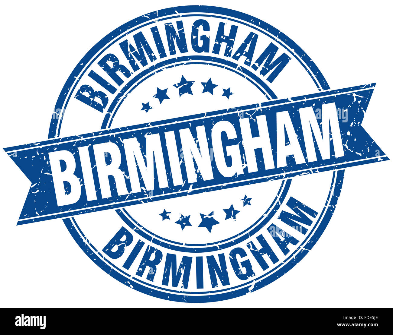 Birmingham blue round grunge vintage ribbon stamp Stock Photo - Alamy