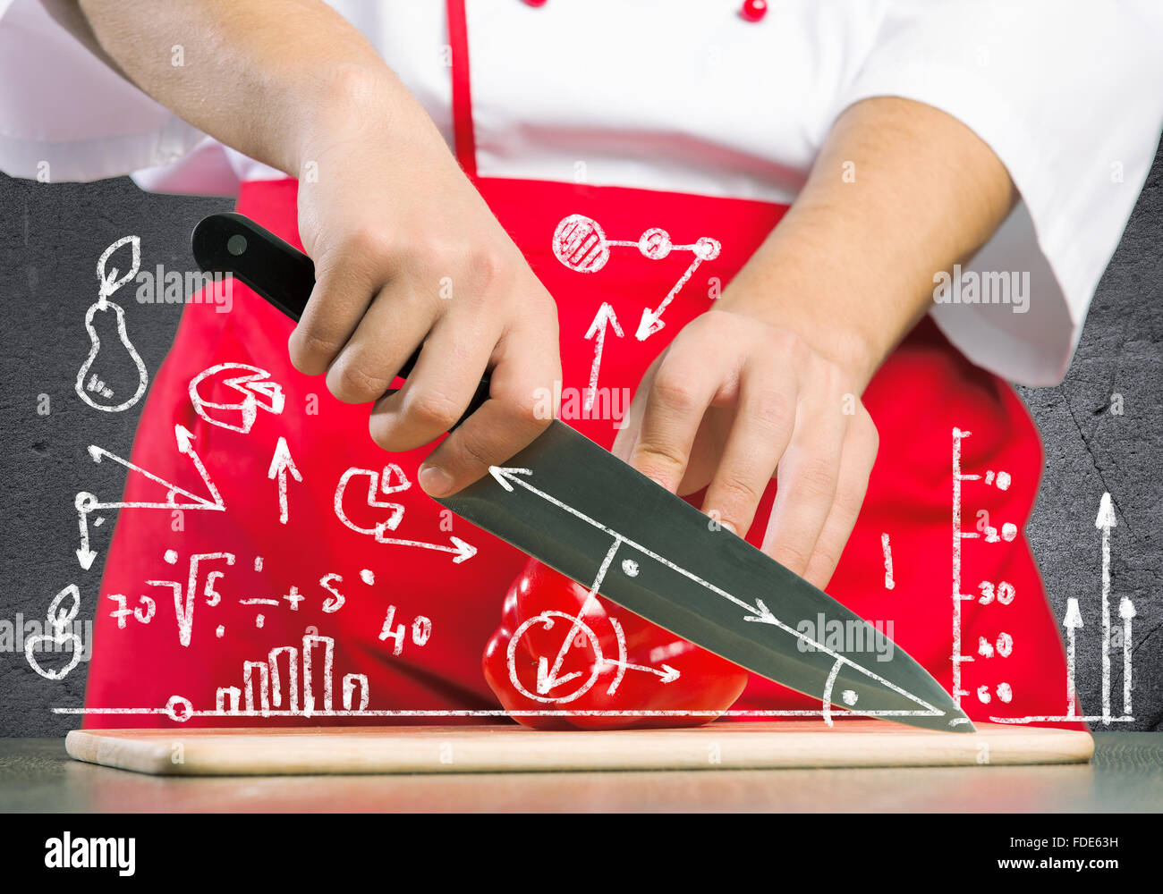 Close up of cook hands cutting vegetables with knife Stock Photo - Alamy