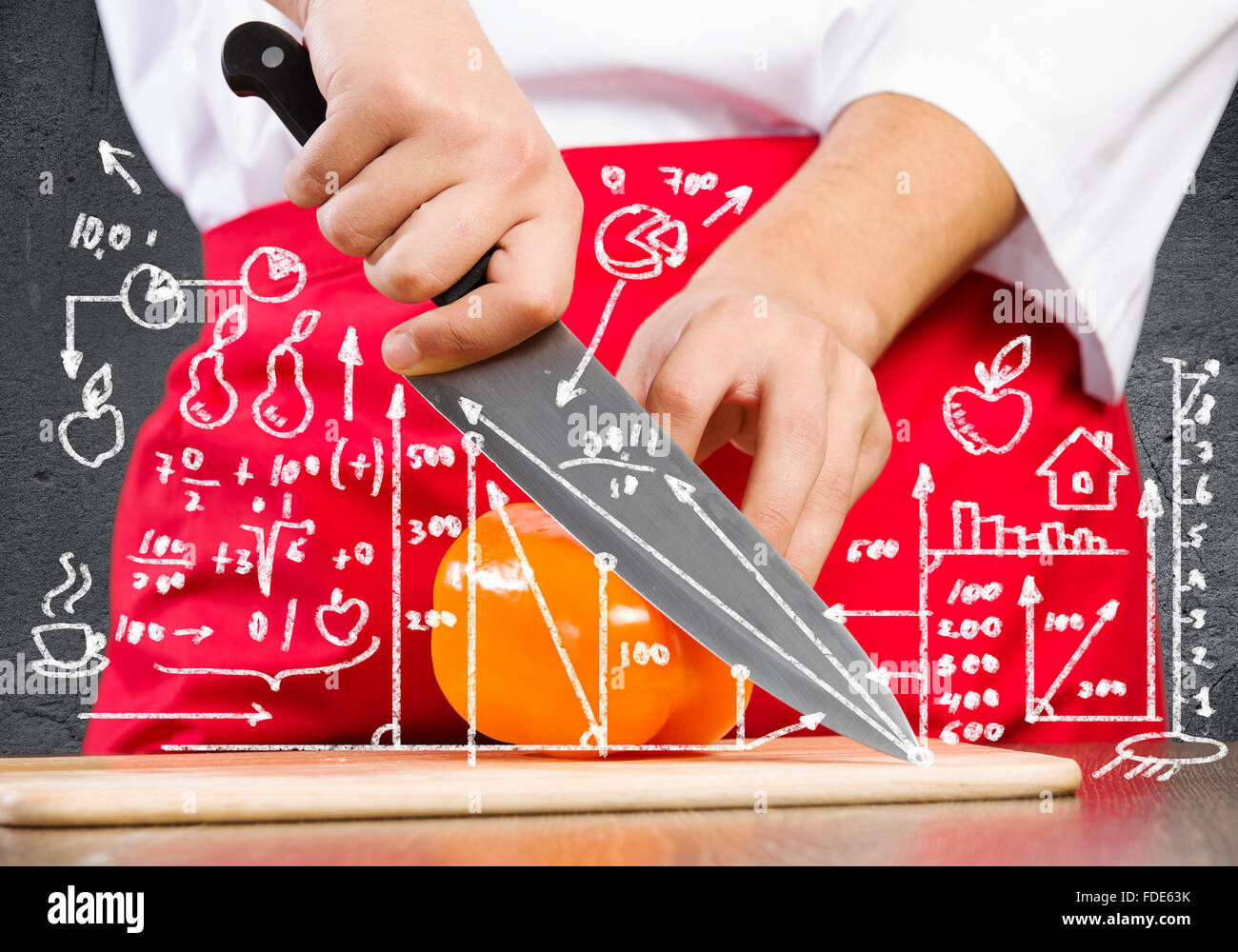 Close up of cook hands cutting vegetables with knife Stock Photo - Alamy
