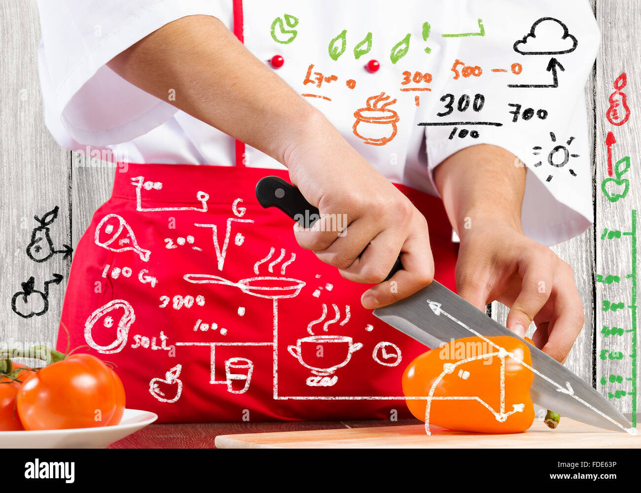 Close up of cook hands cutting vegetables with knife Stock Photo - Alamy