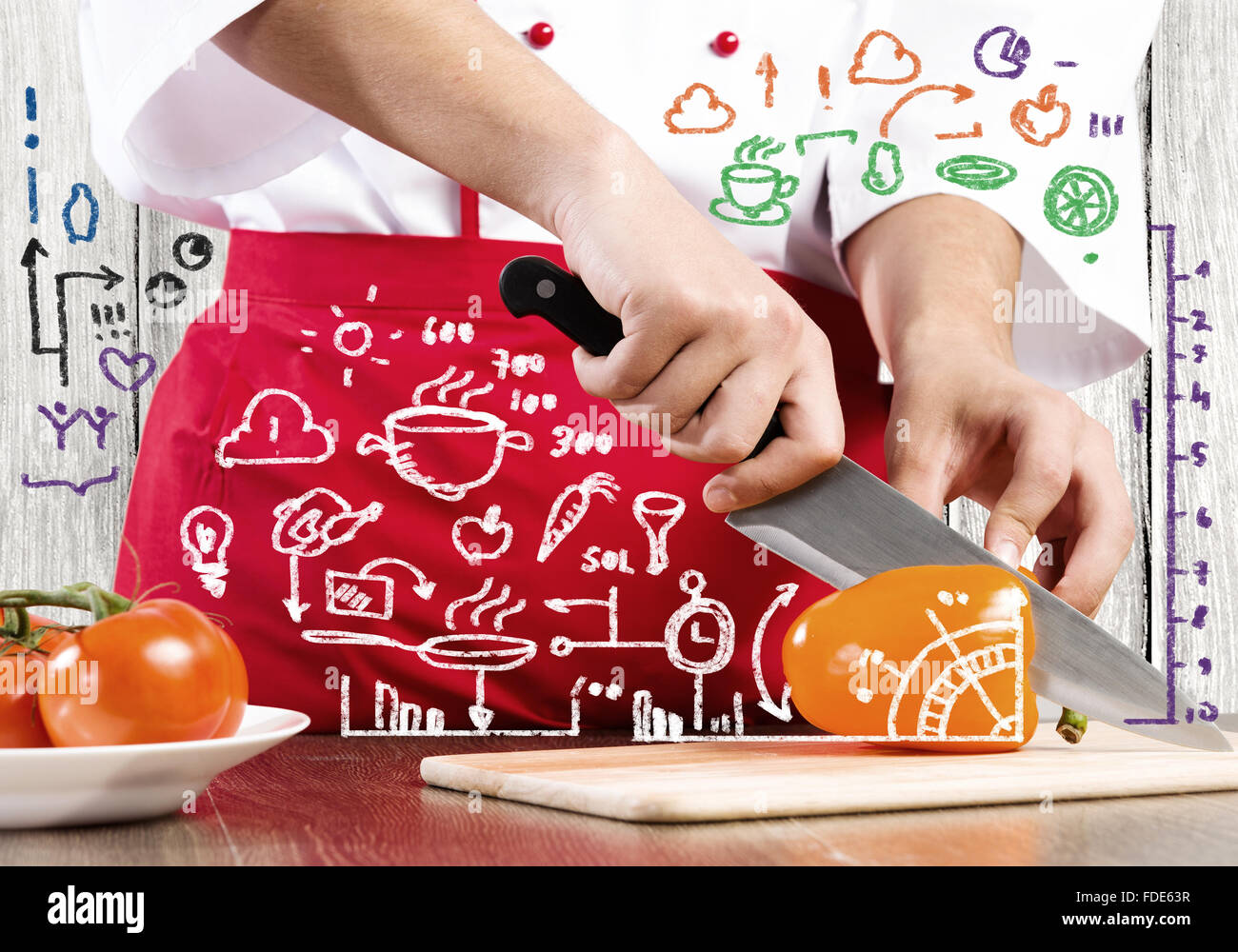 Close up of cook hands cutting vegetables with knife Stock Photo - Alamy