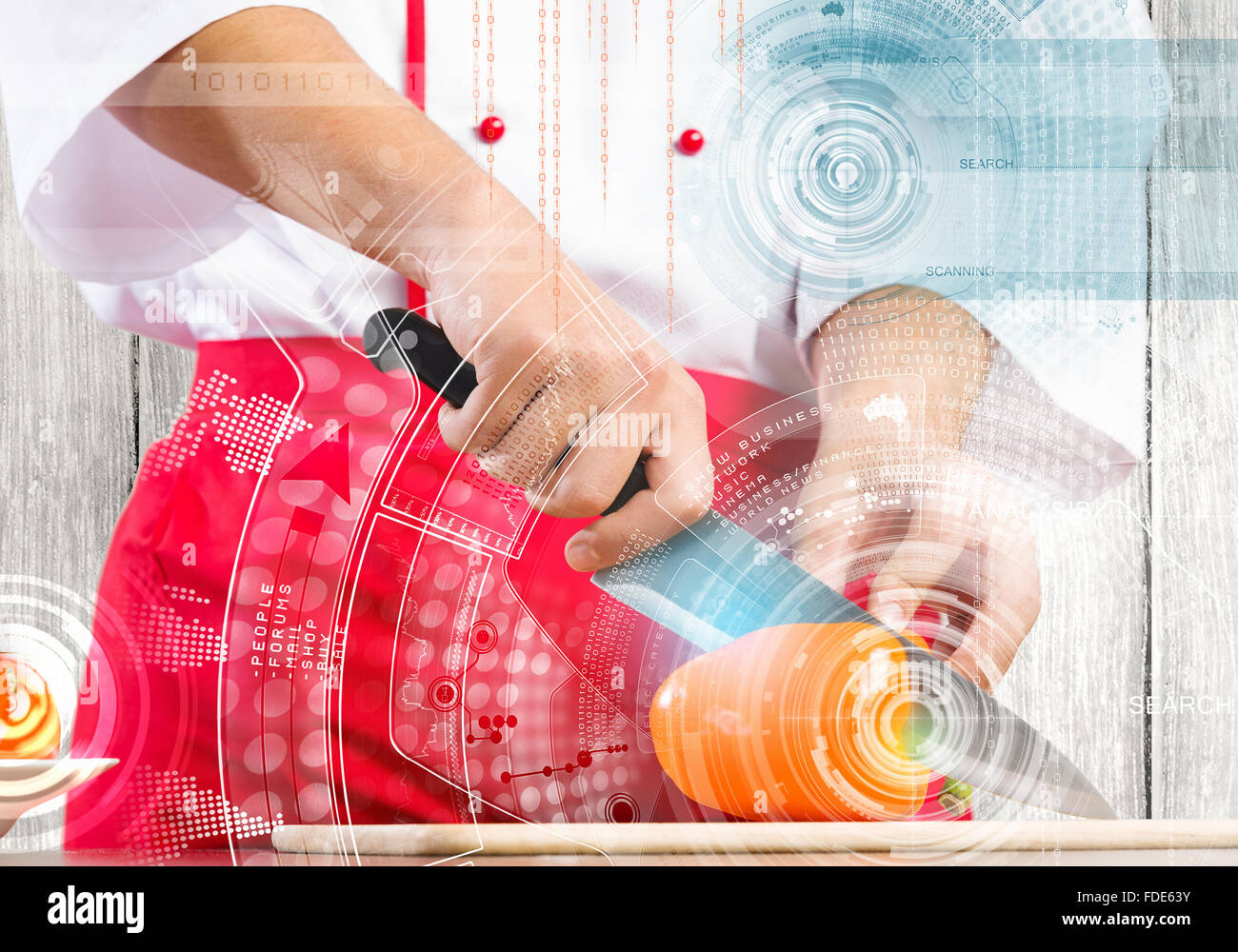 Close up of cook hands cutting vegetables with knife Stock Photo - Alamy