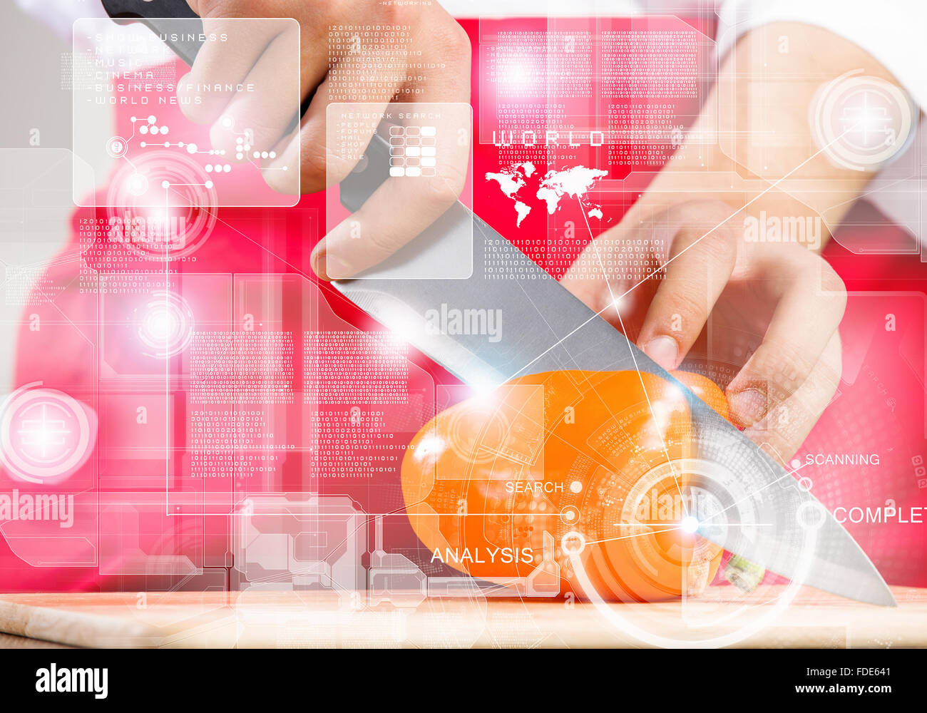 Close up of cook hands cutting vegetables with knife Stock Photo - Alamy