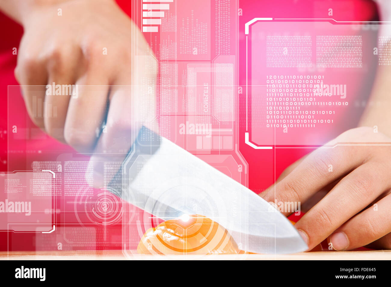 Close up of cook hands cutting vegetables with knife Stock Photo - Alamy