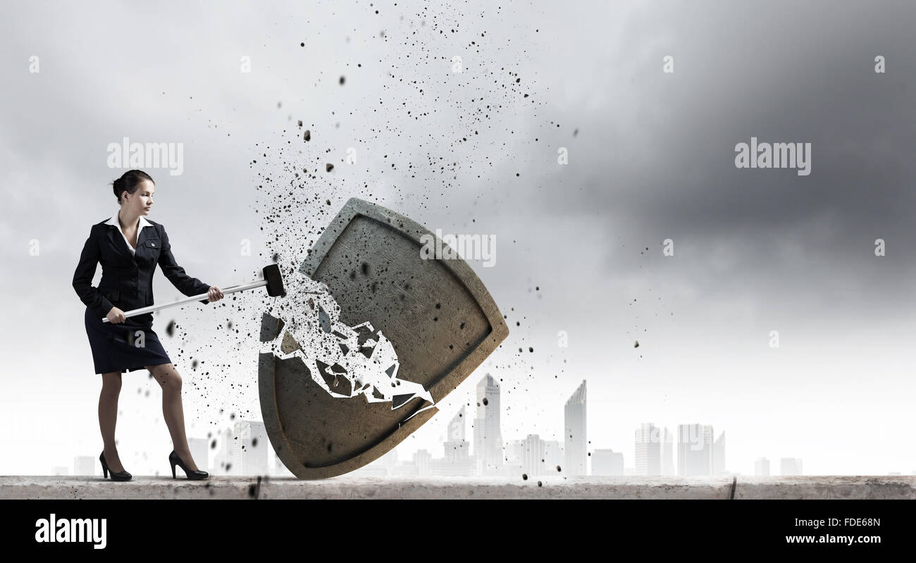 Shield hammer symbol hi-res stock photography and images - Alamy