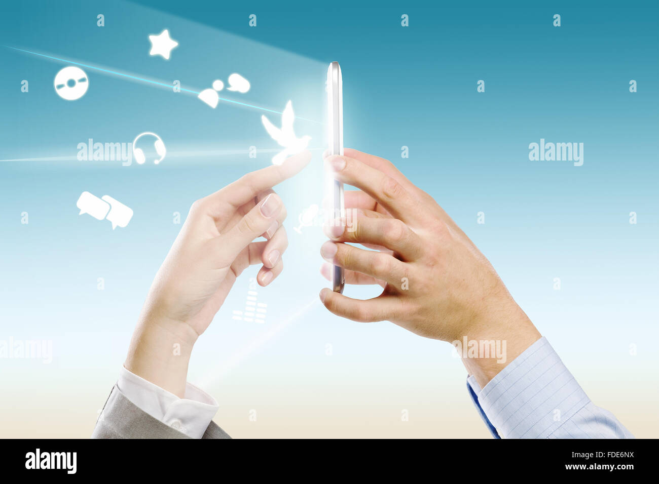 Close up of people hands using mobile phone Stock Photo - Alamy