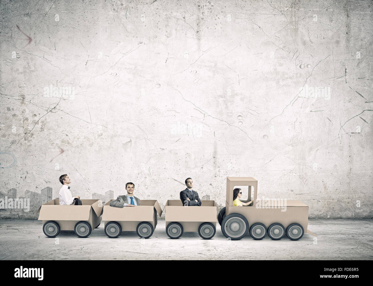 Business people riding carton hi-res stock photography and images - Alamy