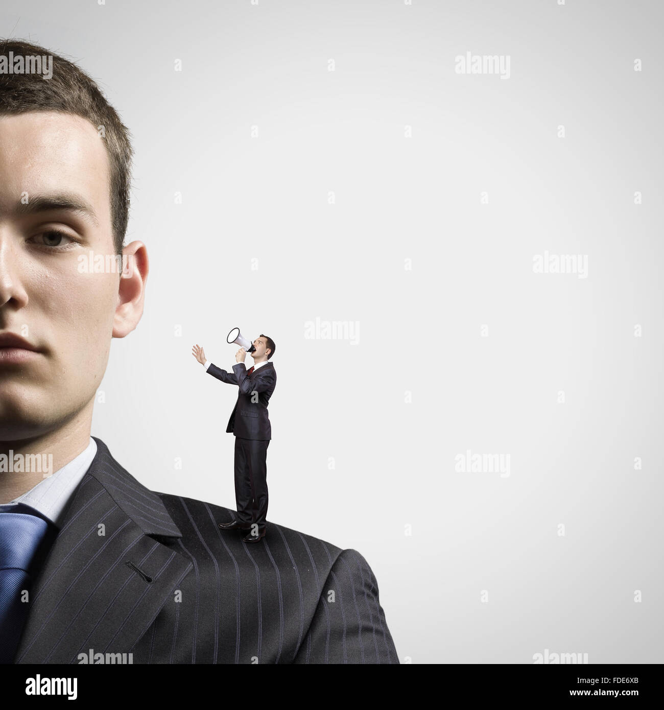 Aggressive people screaming in megaphone hi-res stock photography and ...