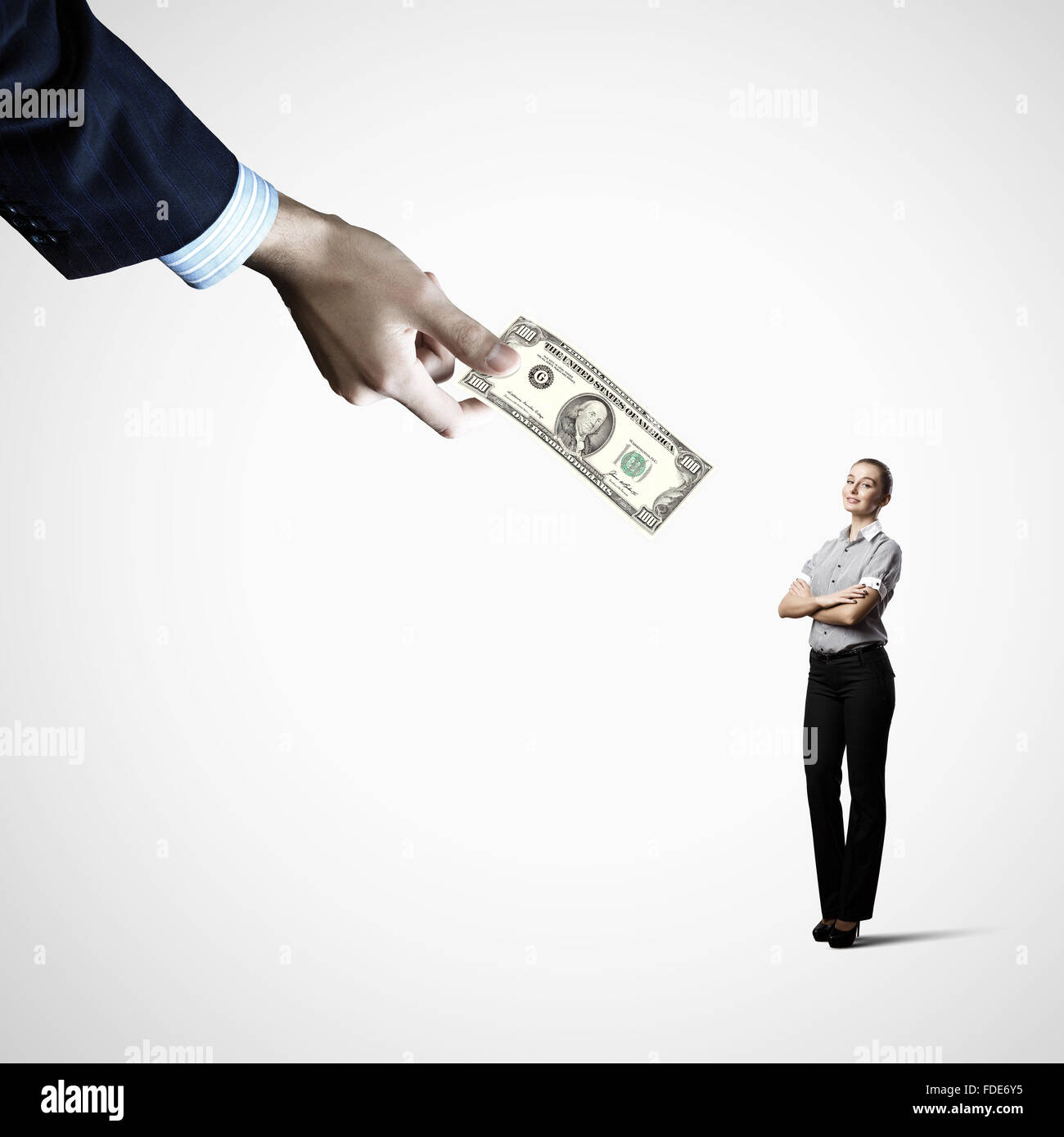 Close up of hand giving money to businesswoman Stock Photo - Alamy