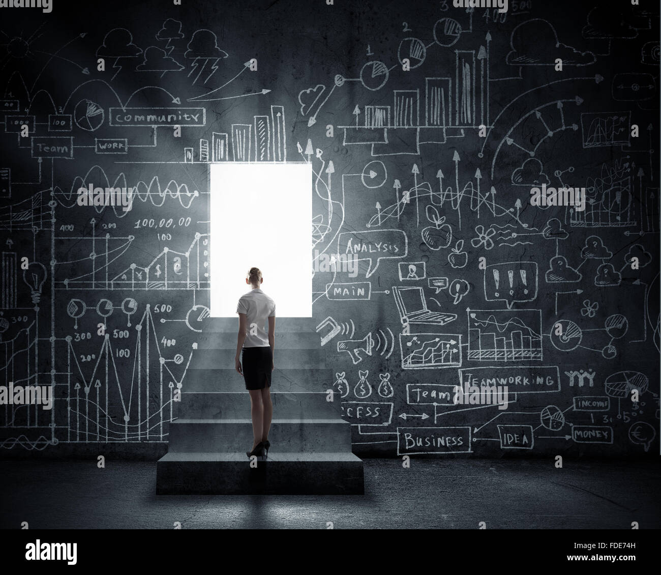 Woman opening door rear view hi-res stock photography and images - Alamy