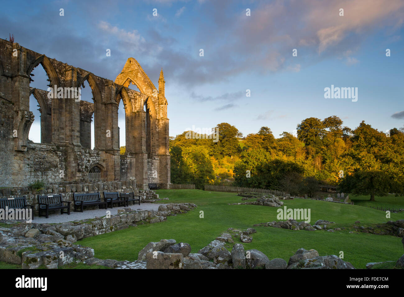 Exterior wall of south chancel (arched windows, evening sun) - historic ...