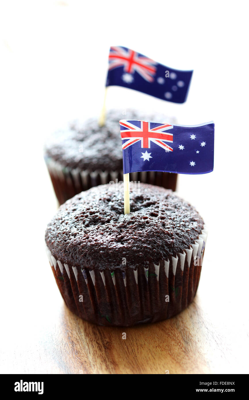 Australian flag on chocolate cupcakes Stock Photo - Alamy